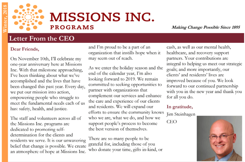 Winter 2018 Newsletter – Missions, Inc.